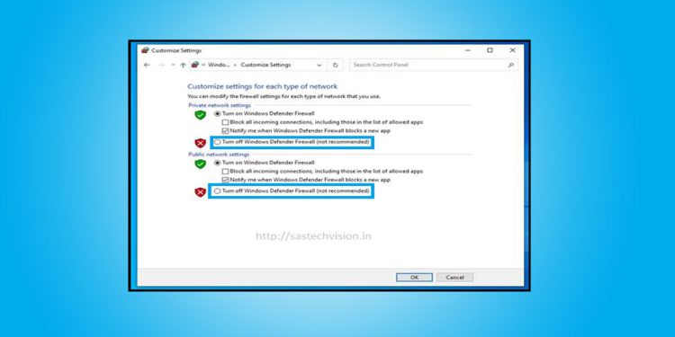 How to Turn Microsoft Defender Firewall on or off - SAS Techvision