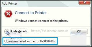 Fixed "Operation Failed With Error 0x00004005" Printer Error - SAS ...